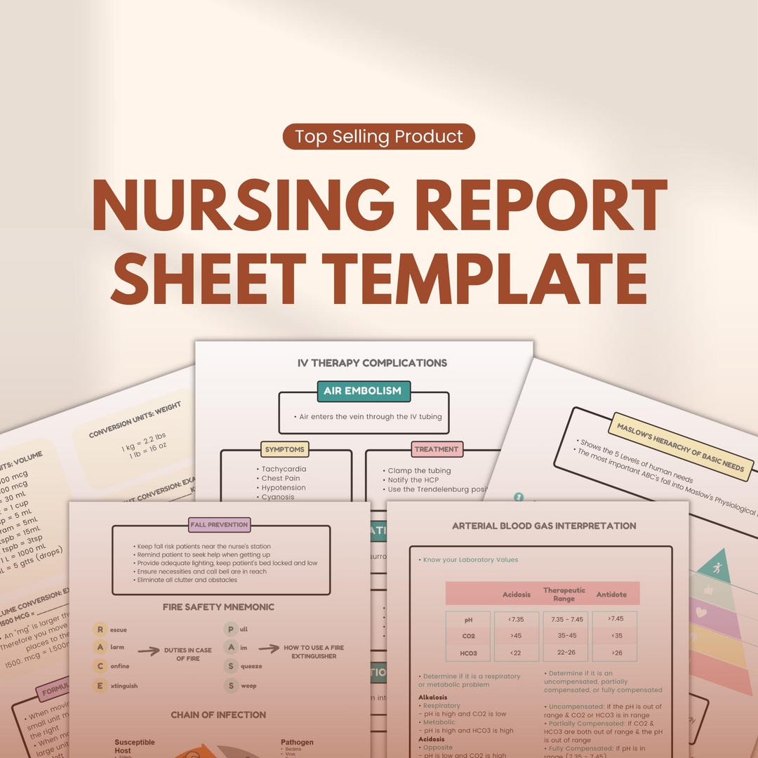 Nursing Report Sheet Template | NCLEX Study Guide PDF | Nursing Note ...