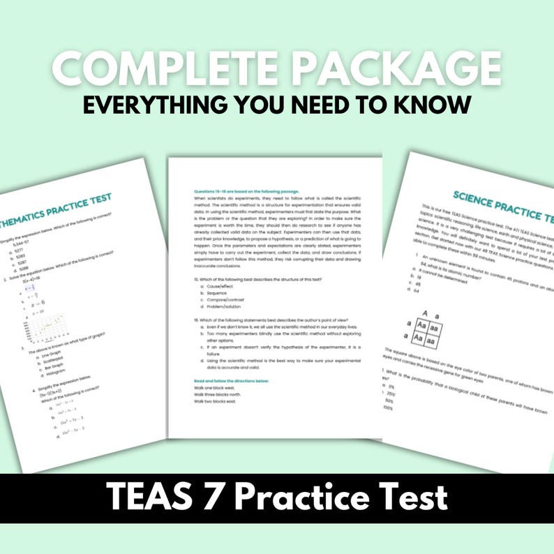 TEAS 7 Practice Test Bundle | 70 Pages | TEAS Notes | Study Notes - Etsy