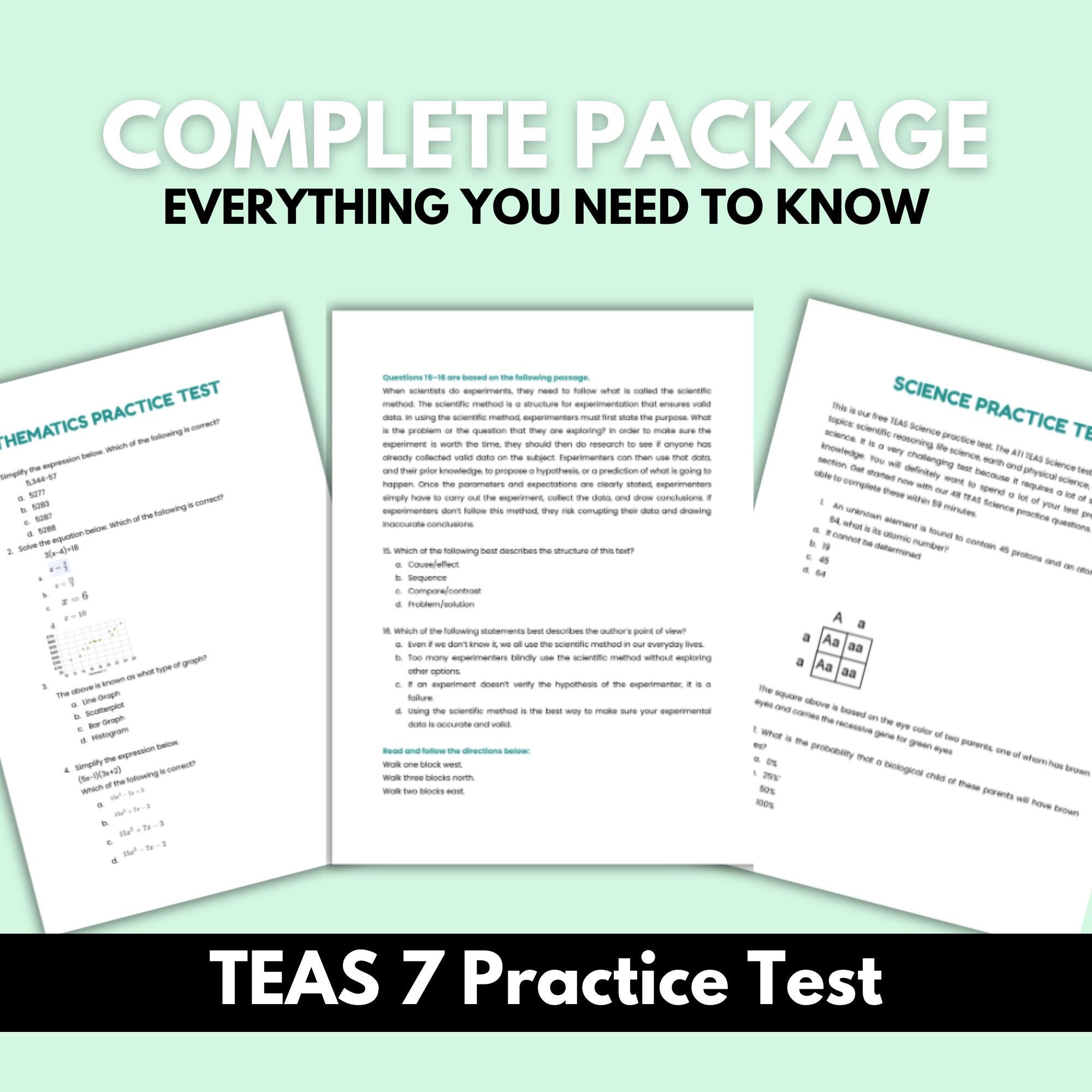 TEAS 7 Practice Test Bundle | 70 Pages | TEAS Notes | Study Notes - Etsy