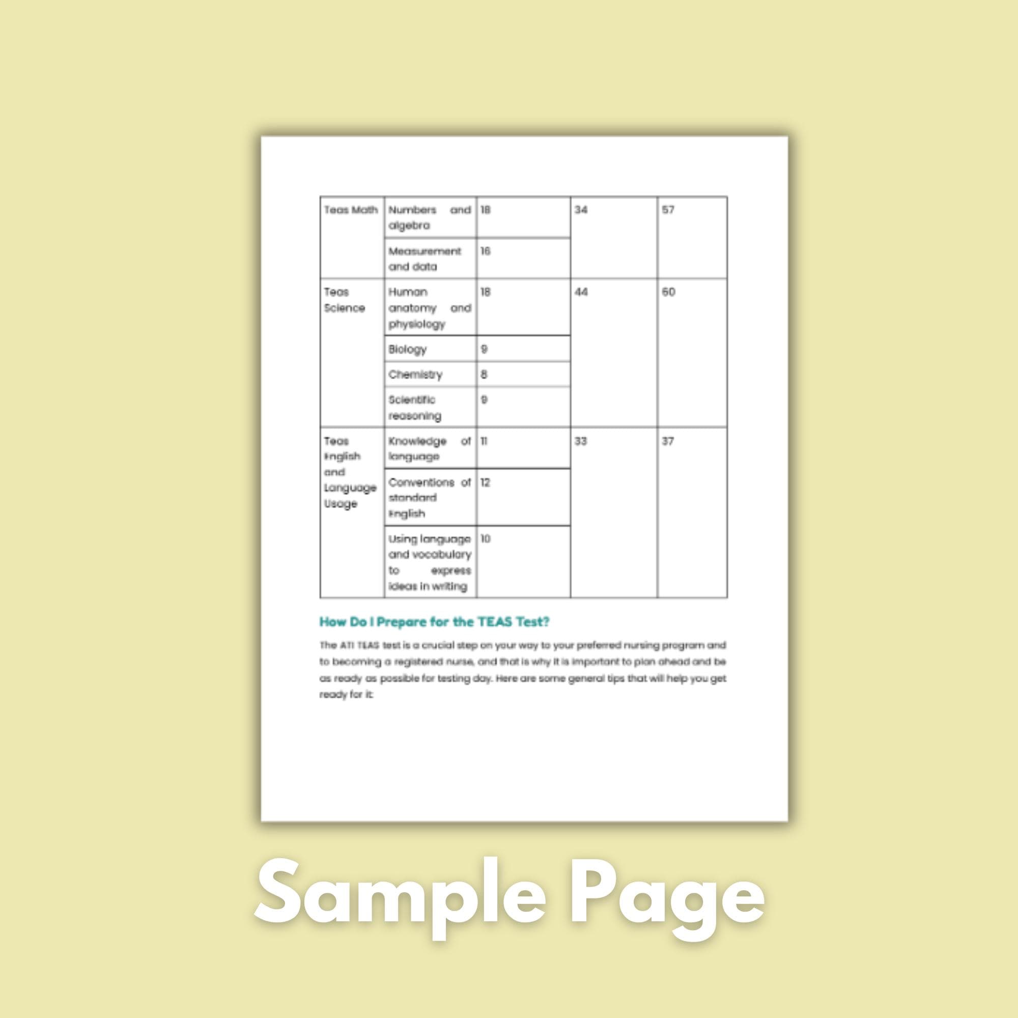 TEAS 7 Prep Bundle | 19 Pages | TEAS Notes | Study Notes - Etsy