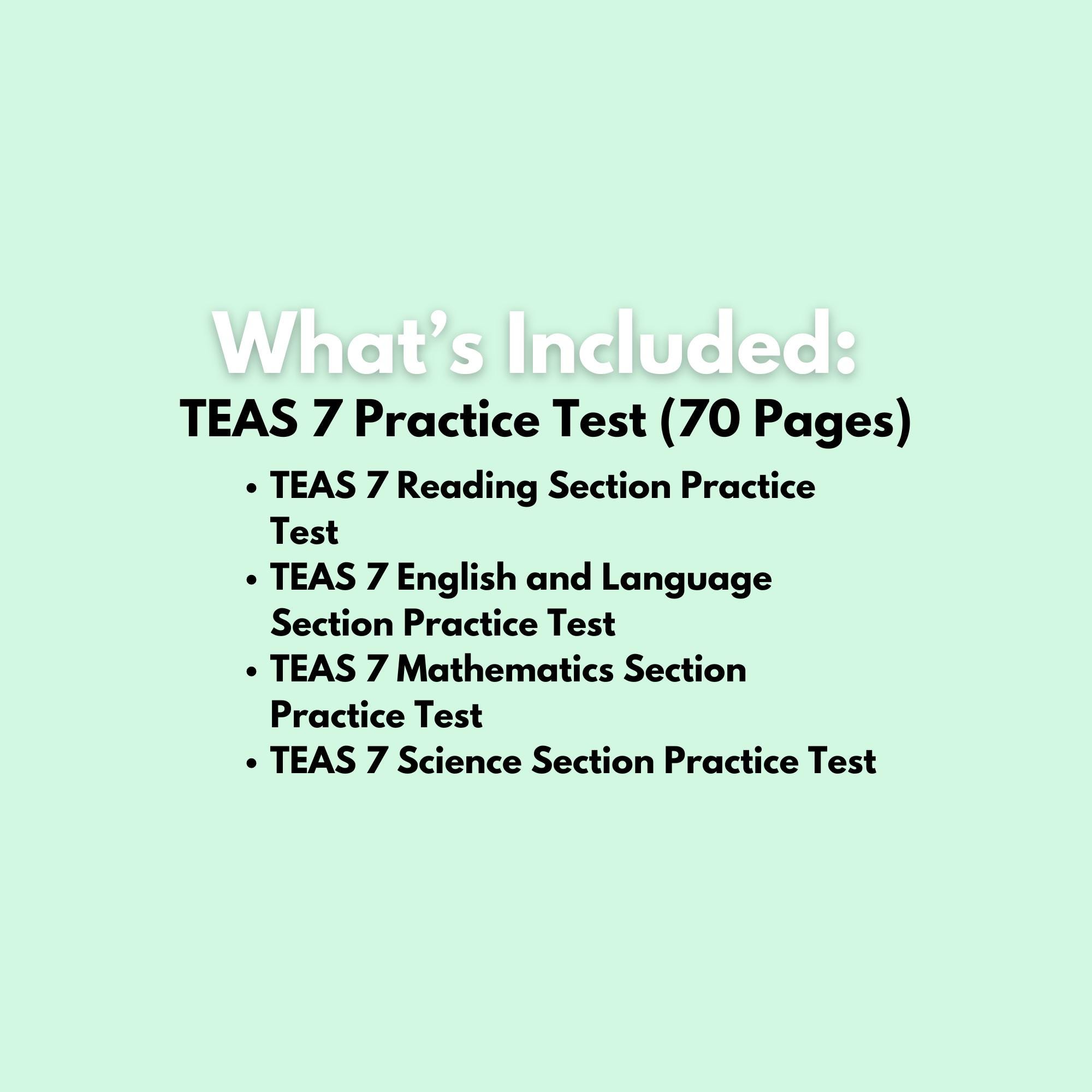TEAS 7 Practice Test Bundle | 70 Pages | TEAS Notes | Study Notes - Etsy