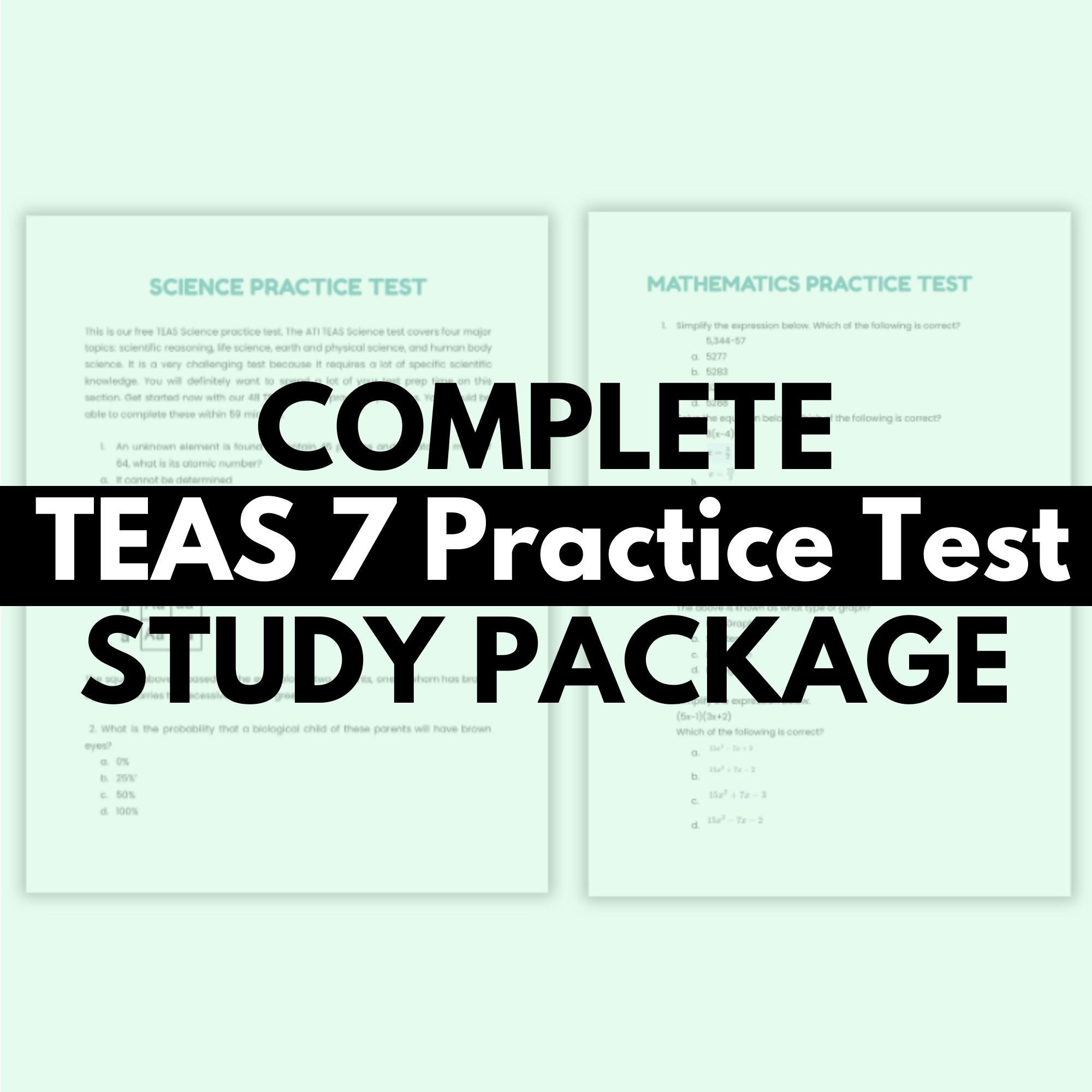 TEAS 7 Practice Test Bundle | 70 Pages | TEAS Notes | Study Notes - Etsy