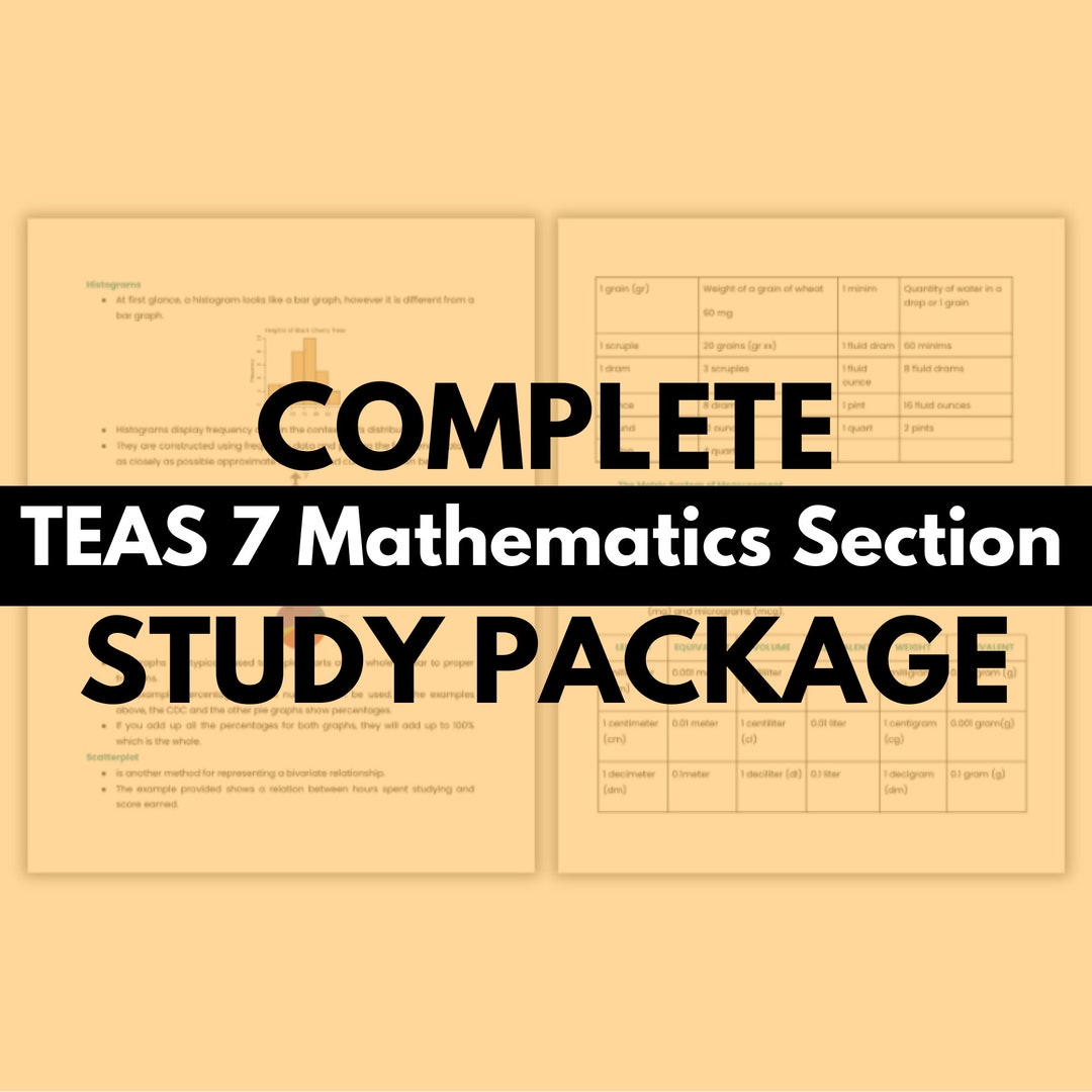 TEAS 7 Mathematics Section Bundle | 59 Pages | TEAS Notes | Study Notes ...
