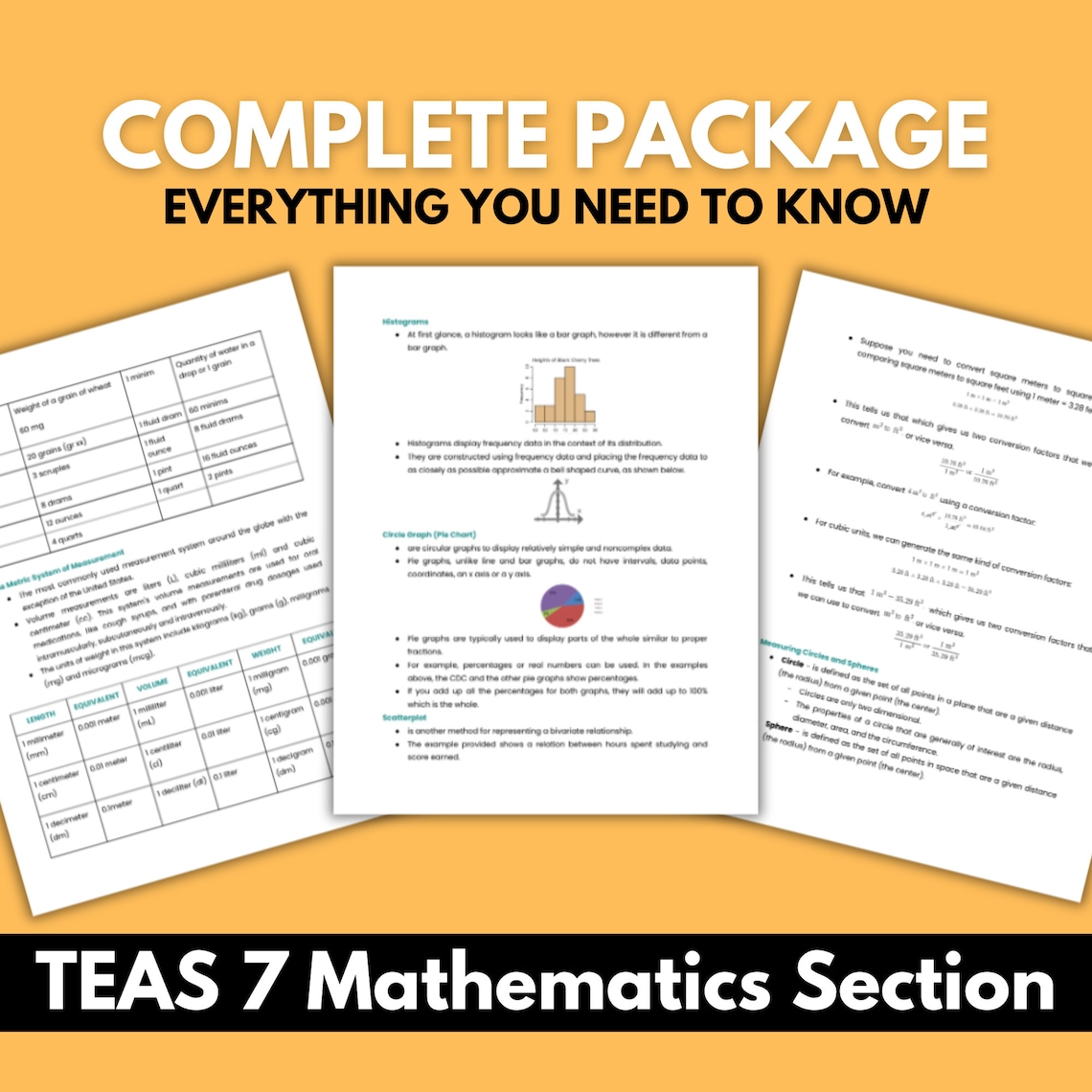 TEAS 7 Mathematics Section Bundle | 59 Pages | TEAS Notes | Study Notes ...