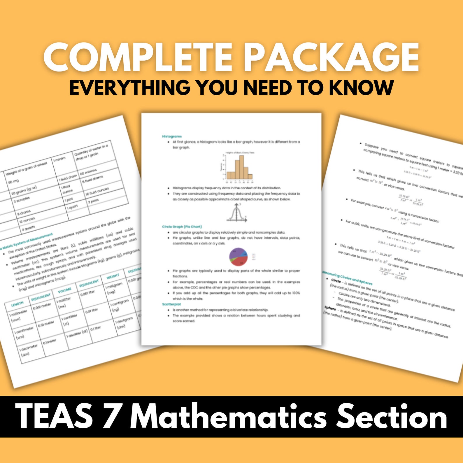 TEAS 7 Mathematics Section Bundle | 59 Pages | TEAS Notes | Study Notes ...