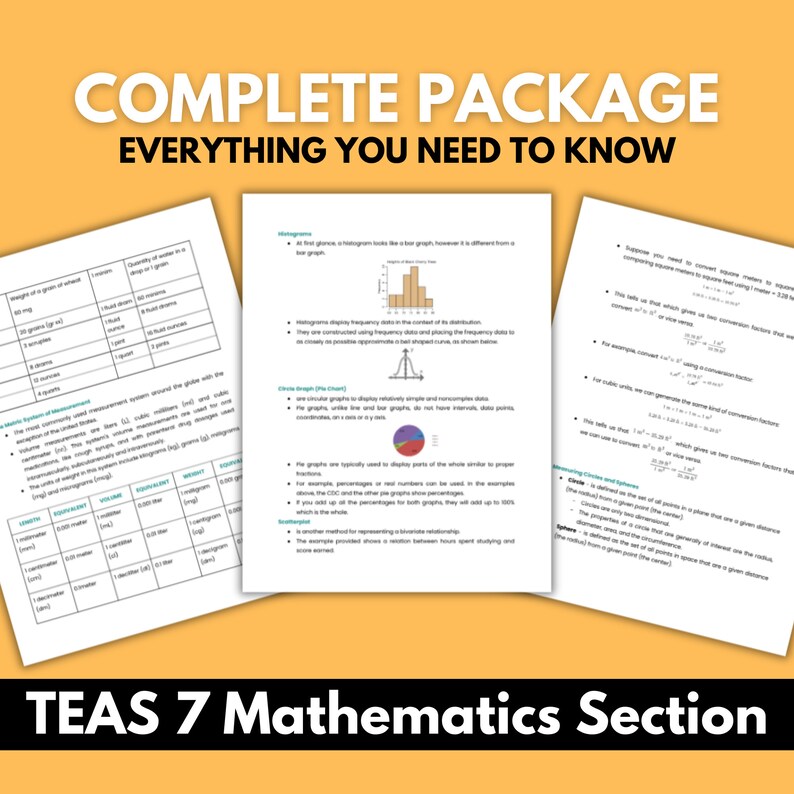 TEAS 7 Mathematics Section Bundle | 59 Pages | TEAS Notes | Study Notes ...