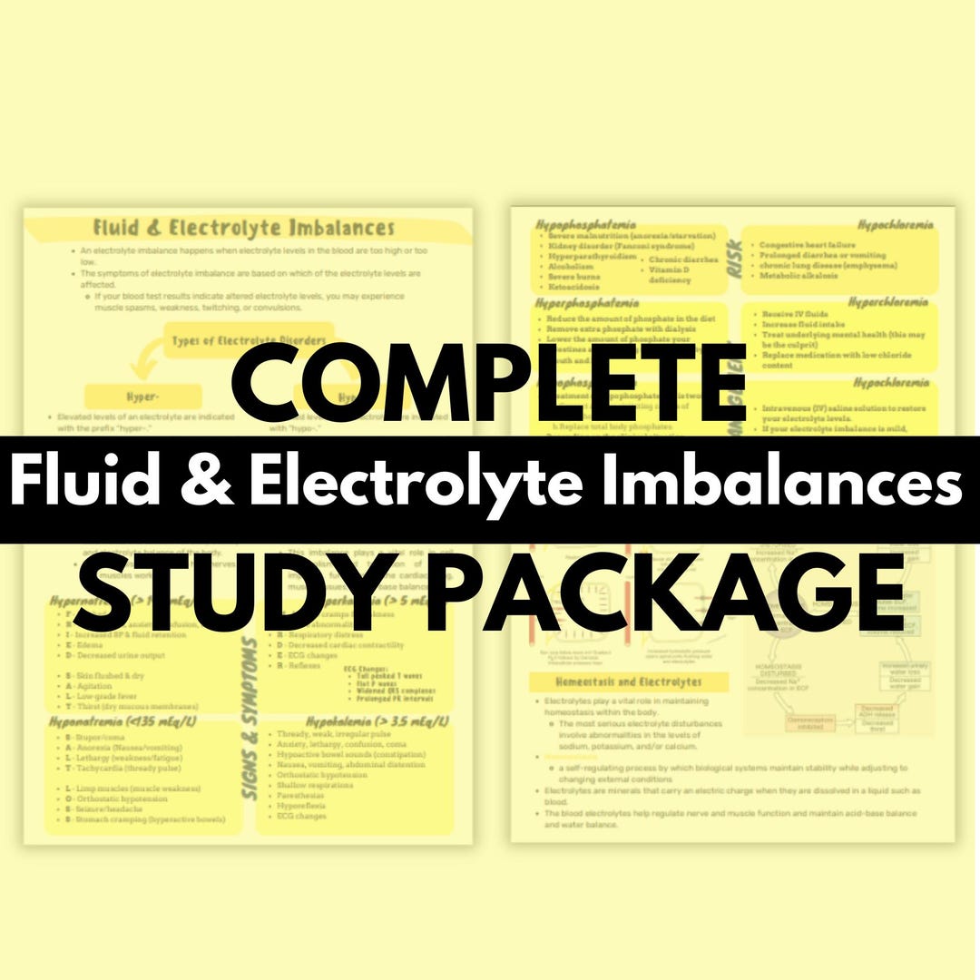 Fluid & Electrolyte Imbalances Bundle | 6 Pages | NCLEX Notes | Nurse ...
