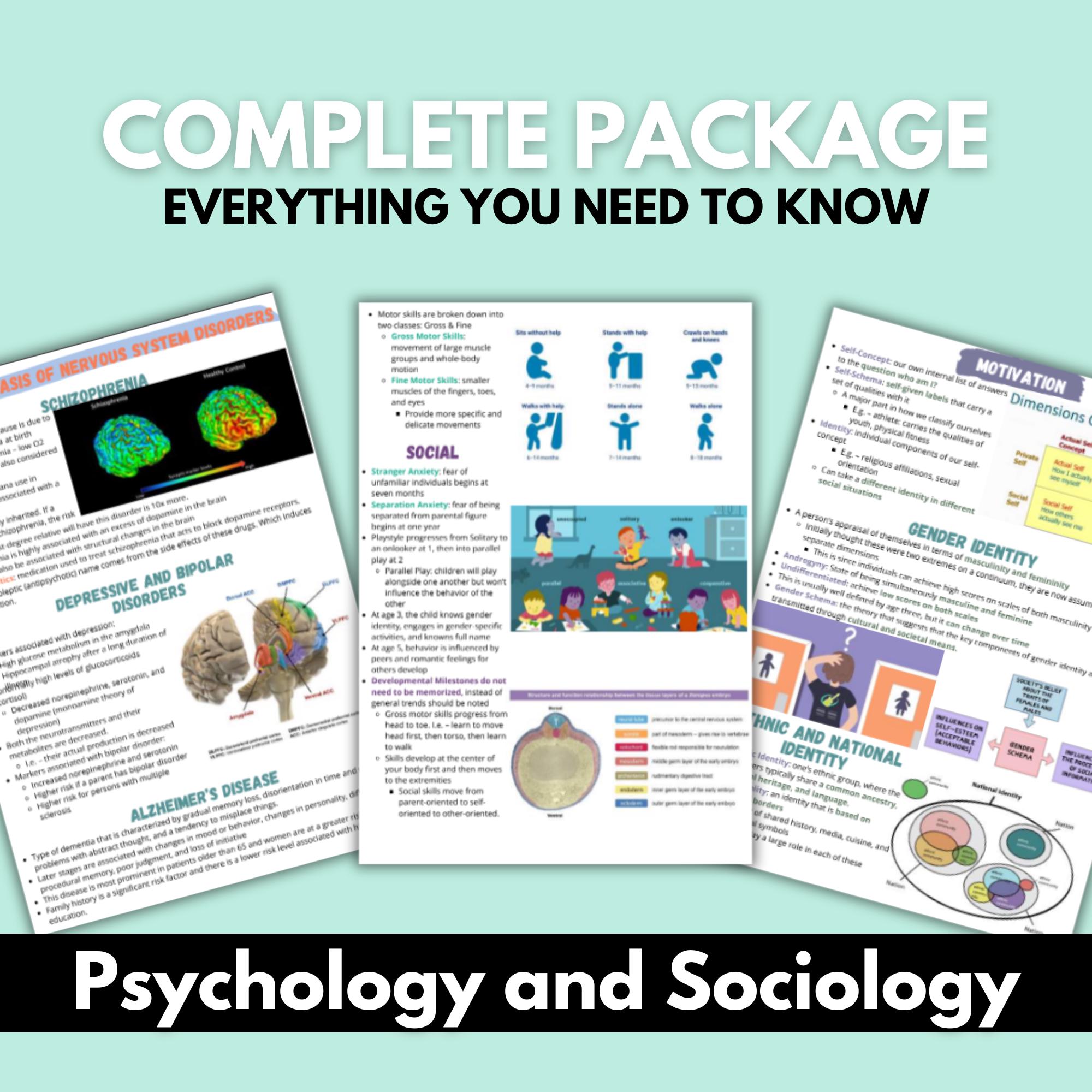 100+ Pages Psychology and Sociology Bundle Package | Nurse Study Notes ...