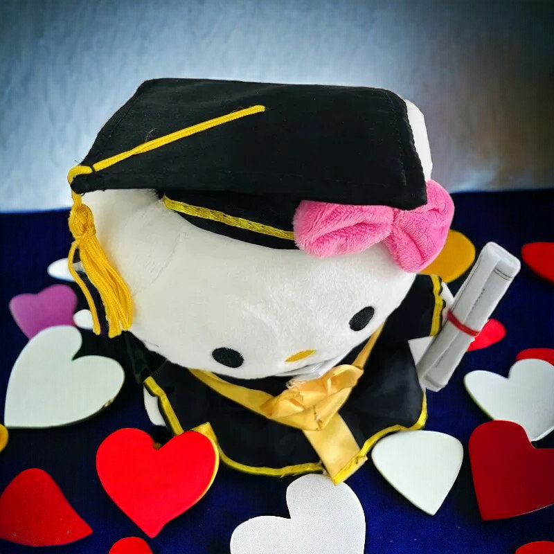 2024 Sanrio Hello Kitty Graduation Plush Toy Anime Cartoon Soft Stuffed ...