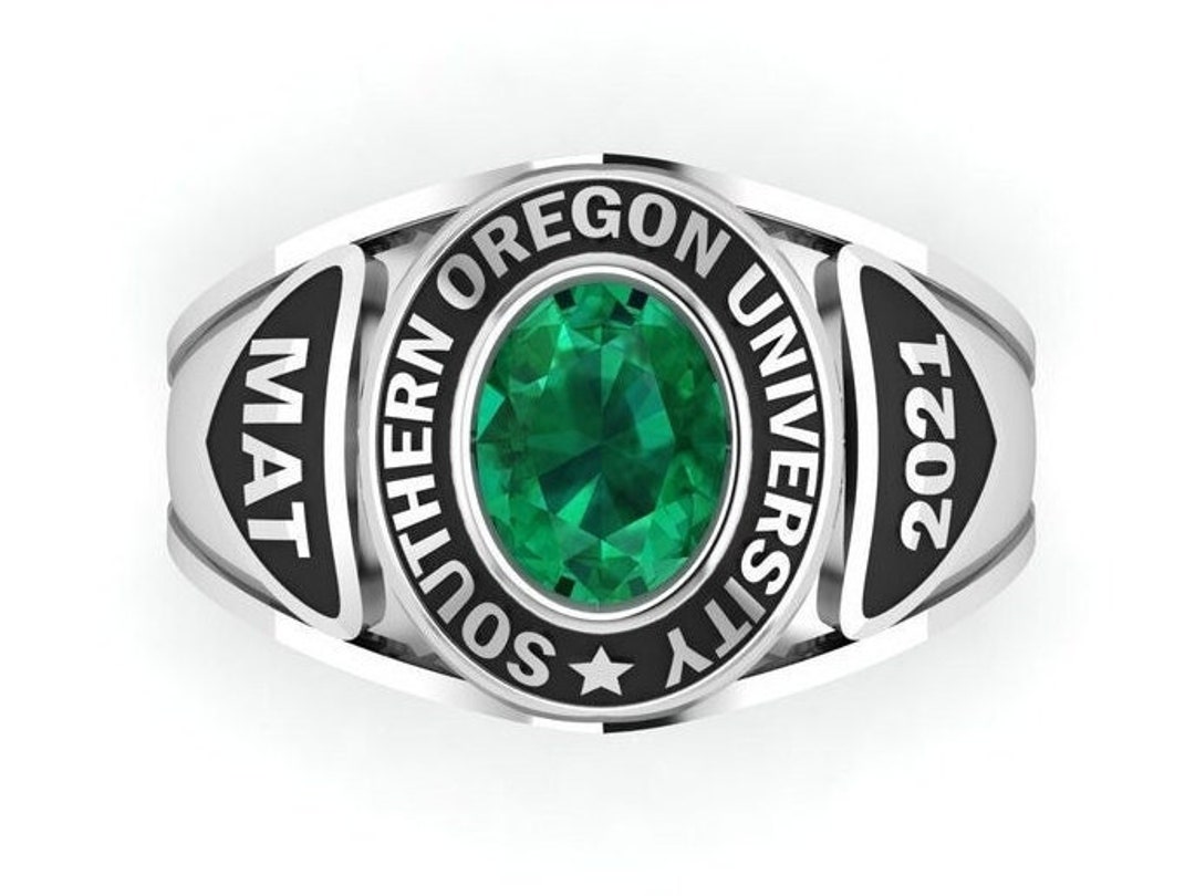 Customized Class Ring, 925 Sterling Silver Simulated Ring, Oval ...