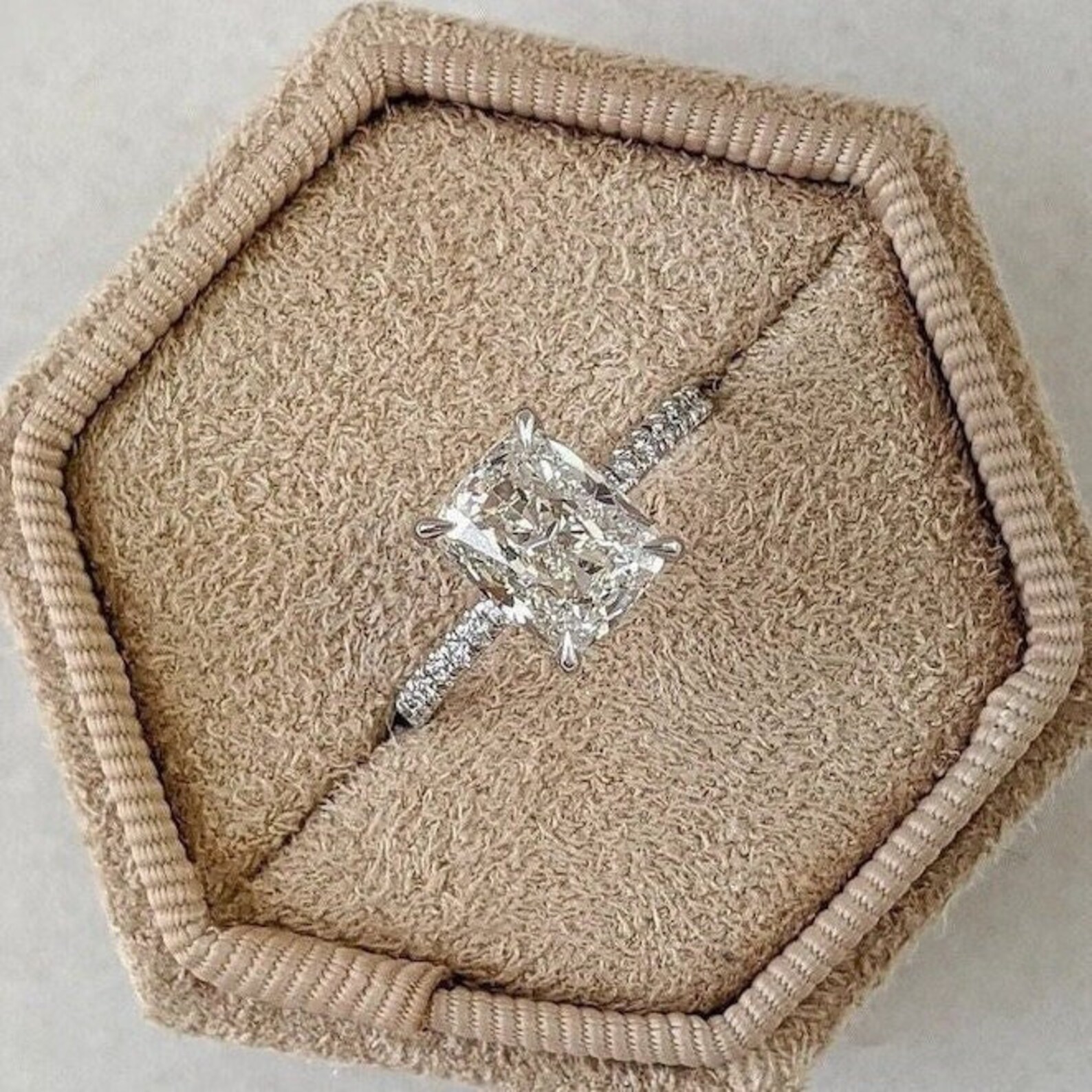 Cushion Cut Engagement Ring Travel Ring Gold Silver Promise Ring ...