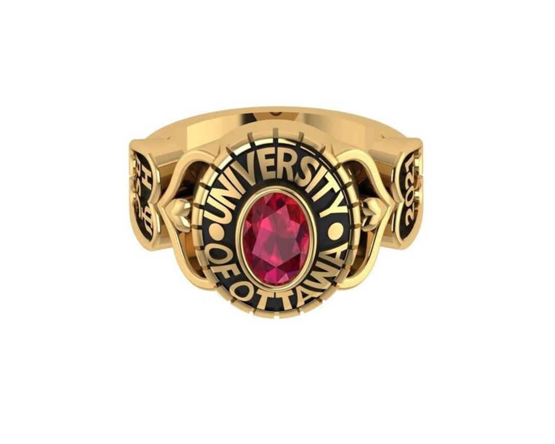 Handmade Gator Class Ring University Class Ring Simulated Red Garnet ...