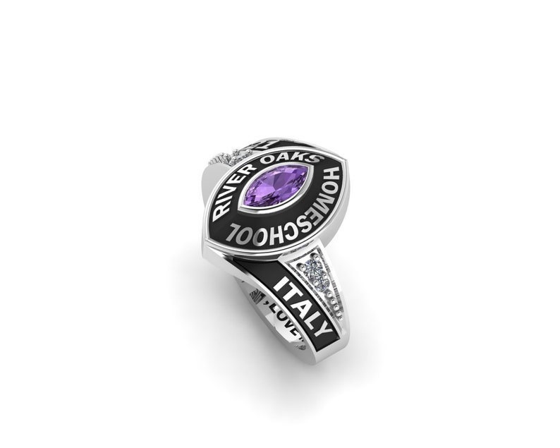 Gemstone Ring, High School Class Ring, Simulated Amethyst Ring, Men's ...