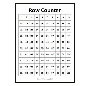 Row Counter Printable, PDF Download, Crochet and Knitting Row Tracker ...