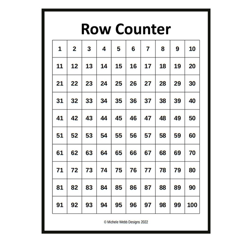 Row Counter Printable, PDF Download, Crochet and Knitting Row Tracker ...