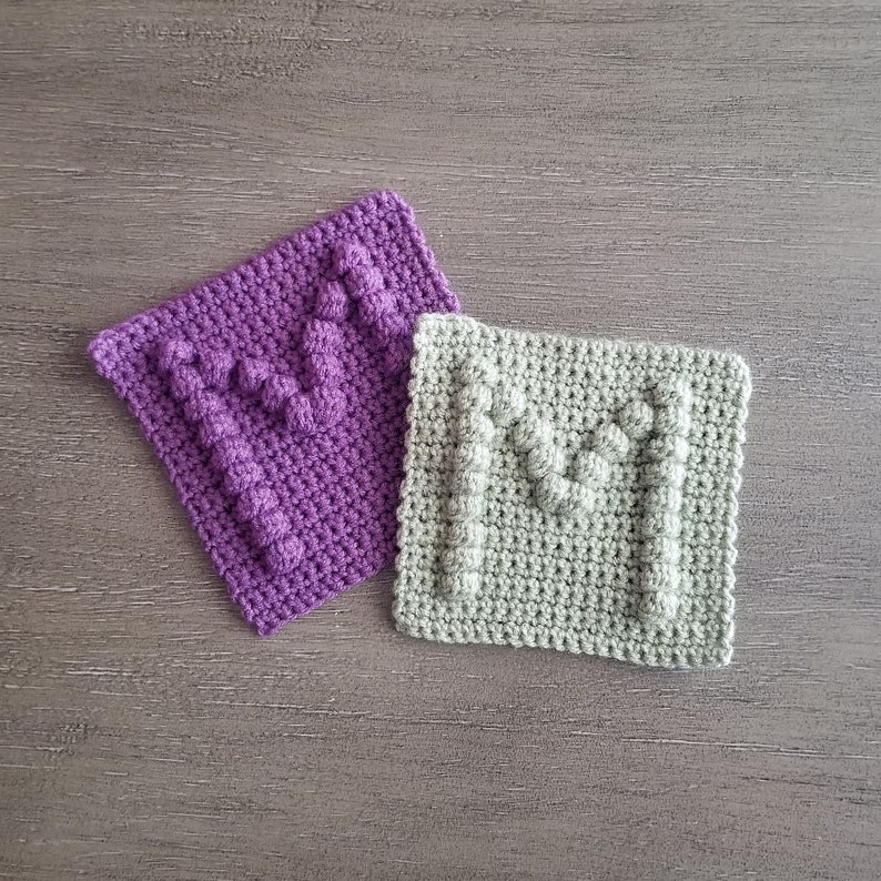 Letter M Bobble Afghan Square Crochet Pattern PDF Download - Etsy