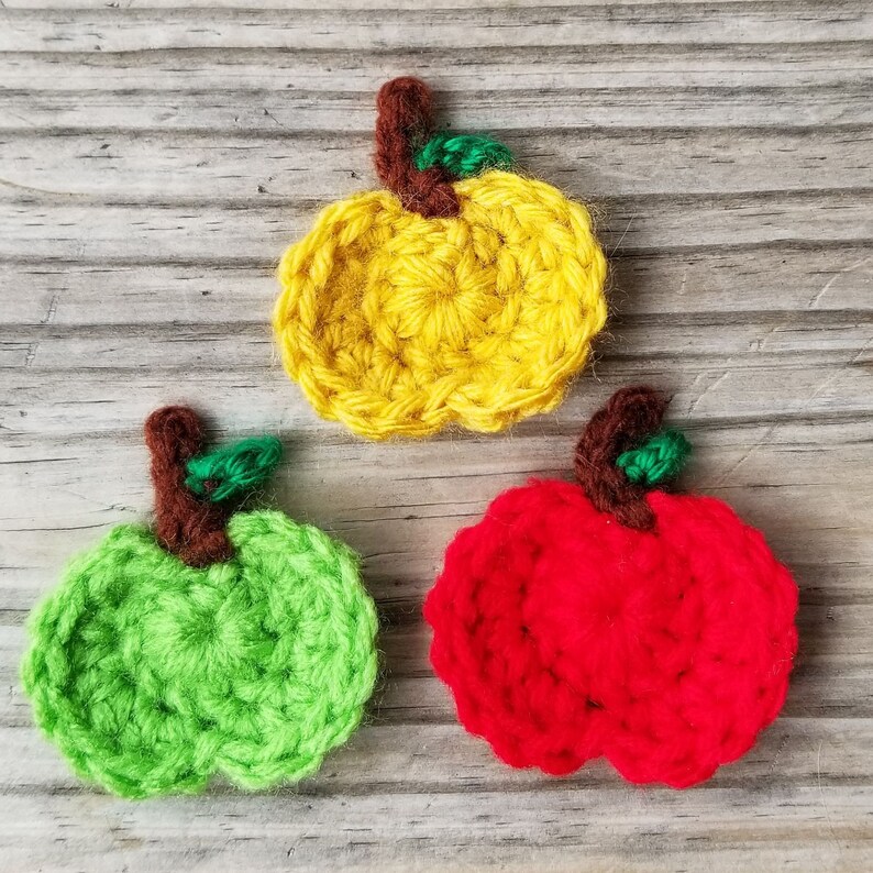 Apple Applique Crochet Pattern, PDF Download, Crochet Food Applique ...