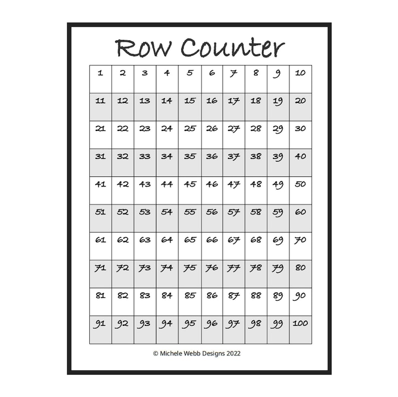 Crochet Row Counter Printable PDF Download Knitting Row - Etsy