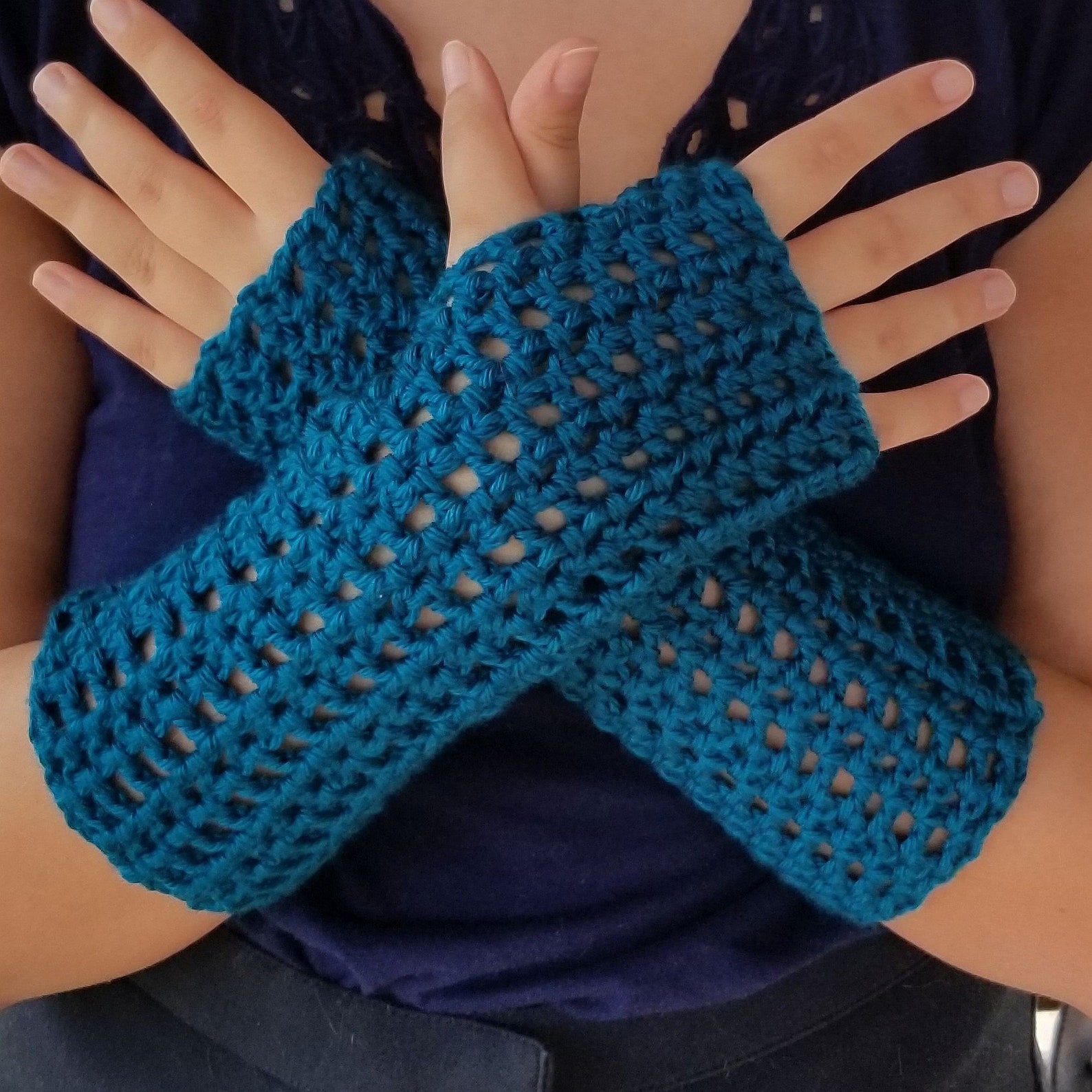 Mesh Fingerless Gloves Crochet Pattern Texting Gloves | Etsy