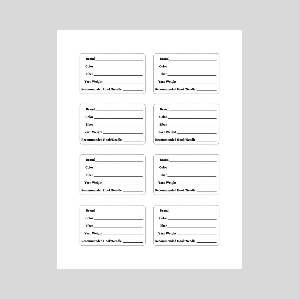 Yarn Tag Printable, PDF Digital Download, Yarn Label - Etsy