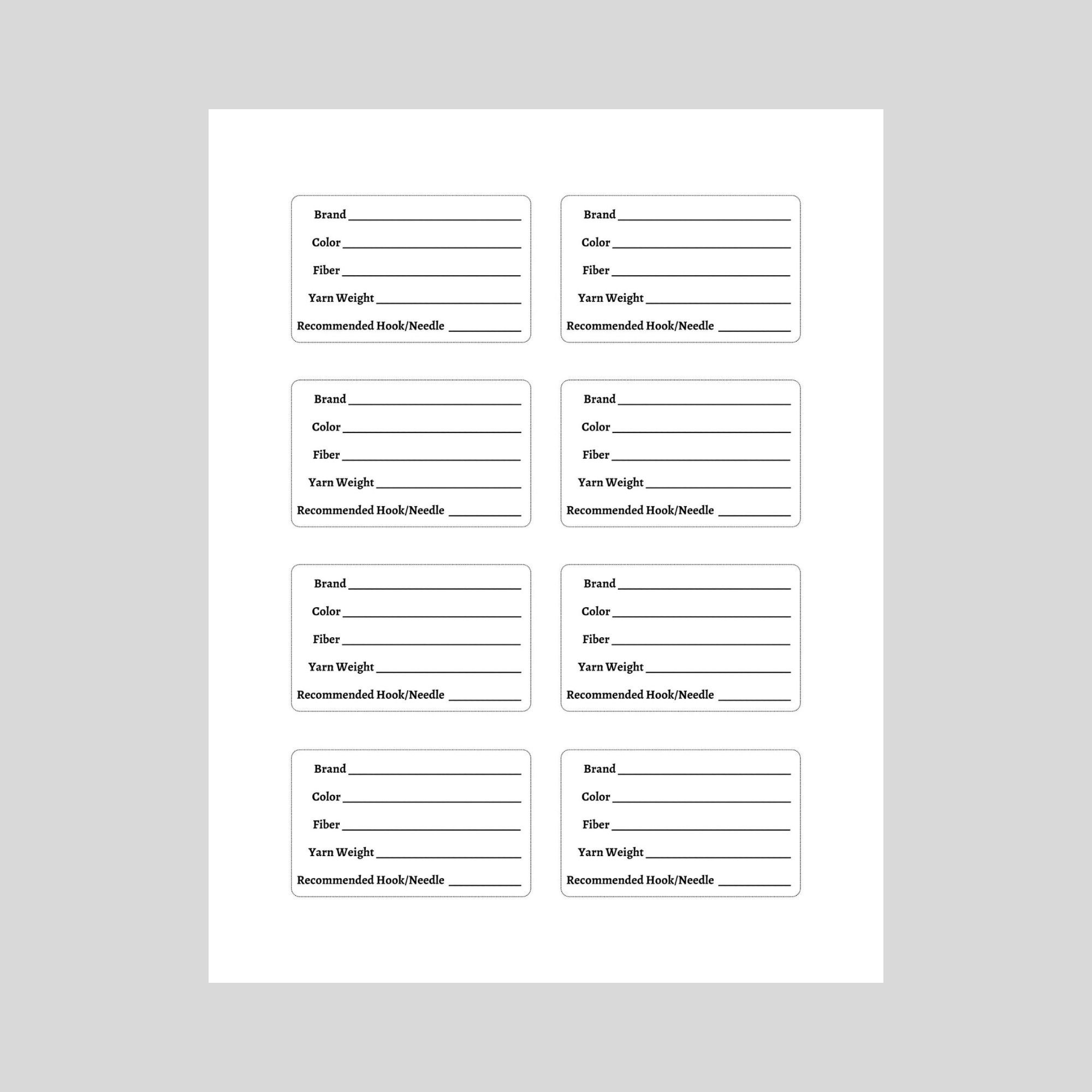 Yarn Tag Printable, PDF Digital Download, Yarn Label - Etsy