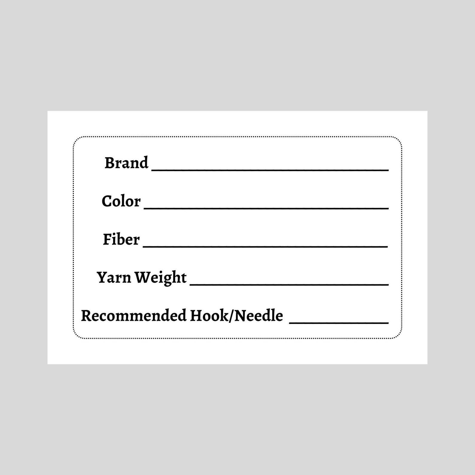 Yarn Tag Printable, PDF Digital Download, Yarn Label - Etsy