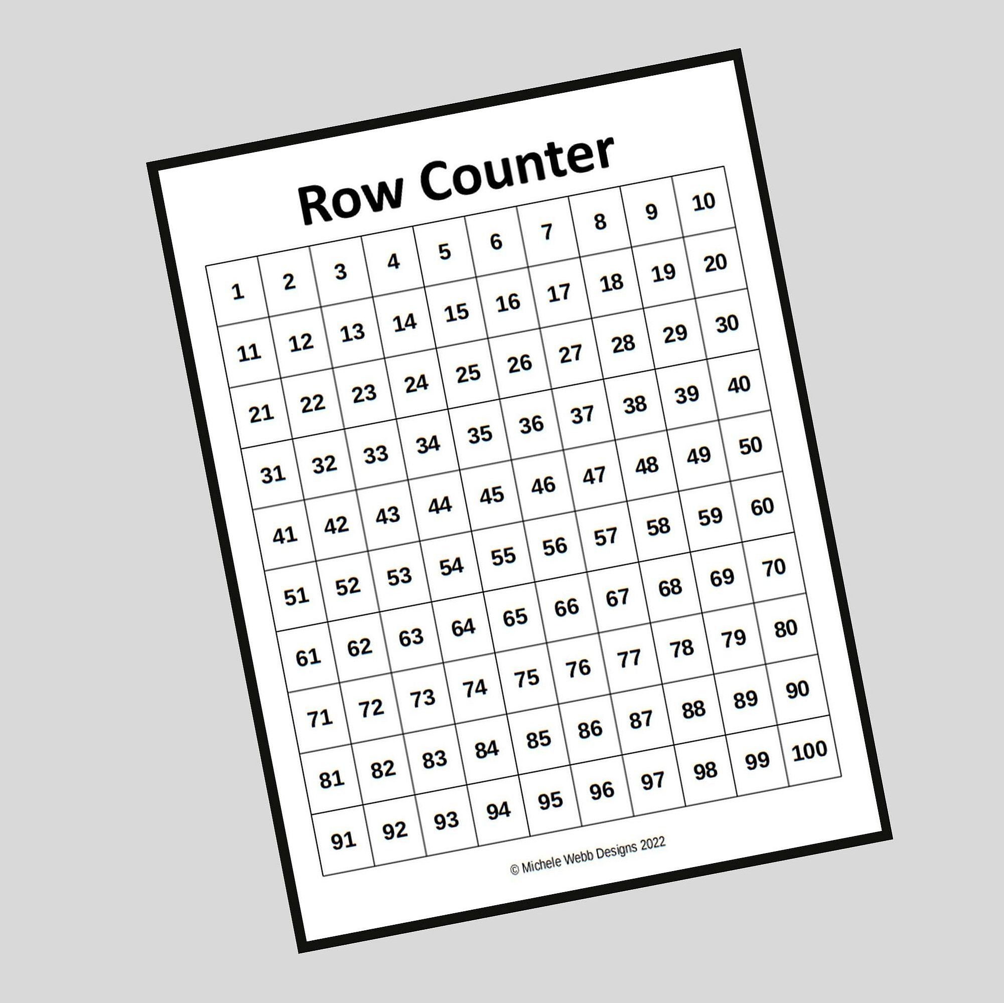 Row Counter Printable, PDF Download, Crochet and Knitting Row Tracker ...