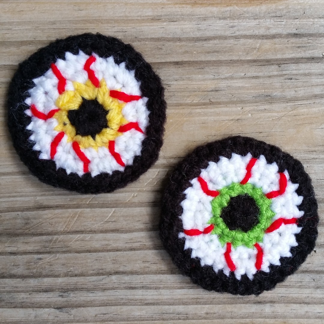 Bloodshot Eyeball Crochet Pattern, Holiday Applique, Halloween Decor ...