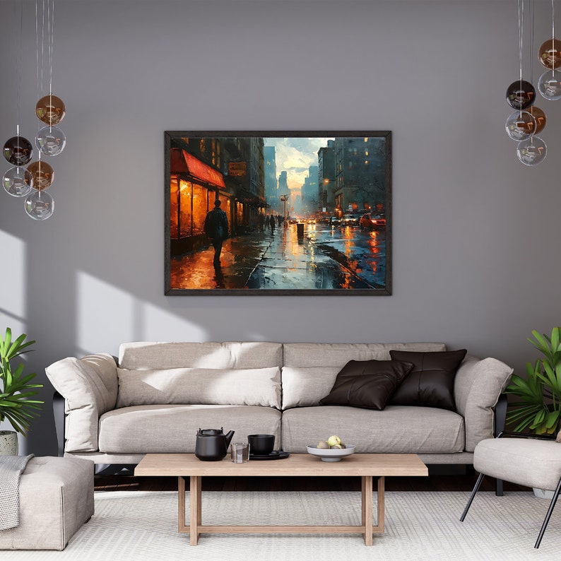 Citystreet Painting/rainy/city Street Print/urban Artprints/urban Art ...