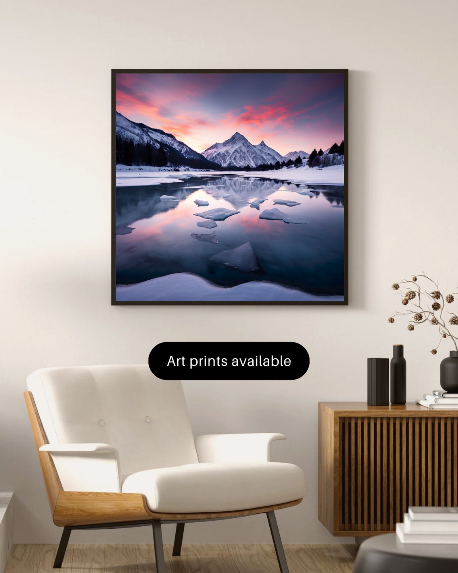 Winter Landscape/snowy Mountains/snowy Print/winter Sunset/mountain ...