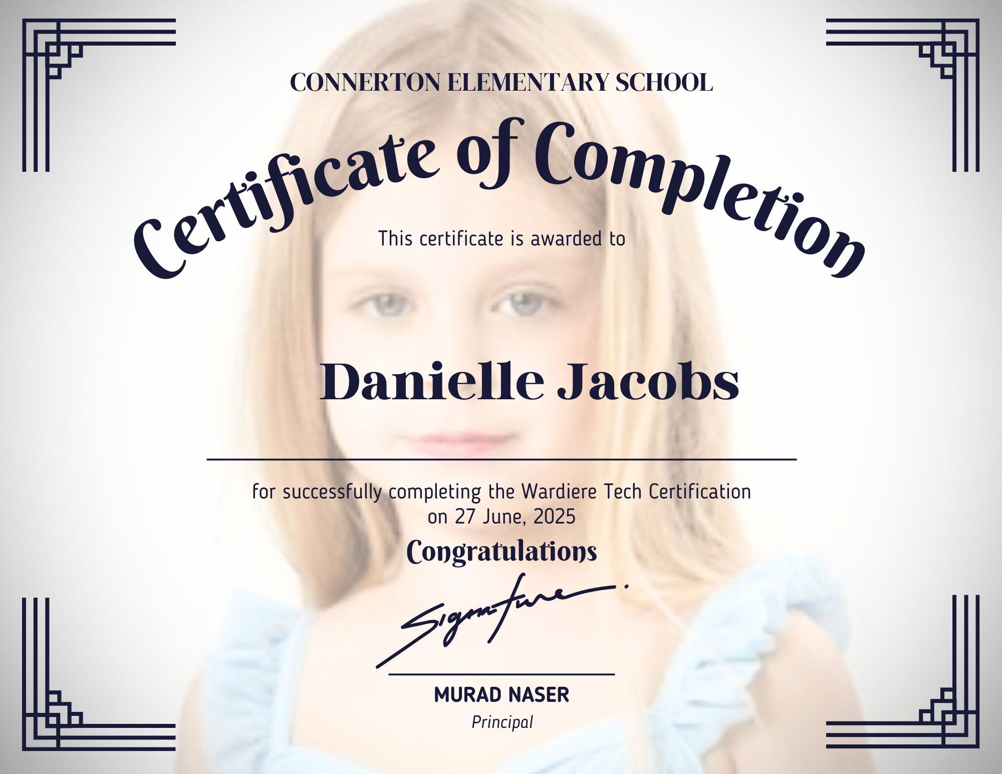 School Graduation Award Certificate Photo Background Any Grade Editable ...