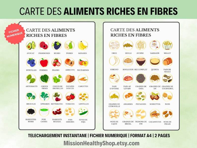 Tableau Visuel Des Aliments Riches En Fibres Carte Des Fibres ...