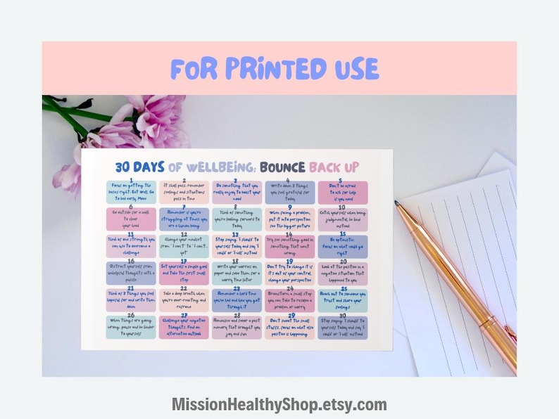30 Days to Joy: Printable Happiness Calendar for Daily Positivity ...