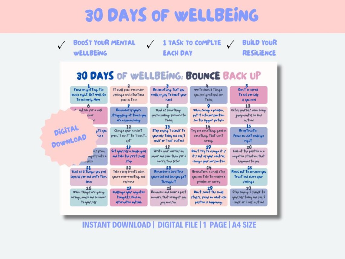 30 Days to Joy: Printable Happiness Calendar for Daily Positivity ...
