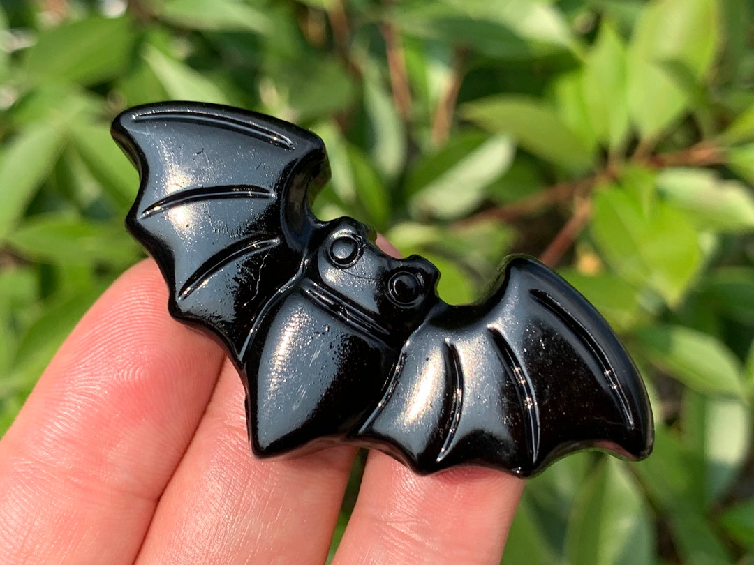 Hand Carved Obsidian Crystal Bat: Home Decor Gift (2.3'') - Etsy
