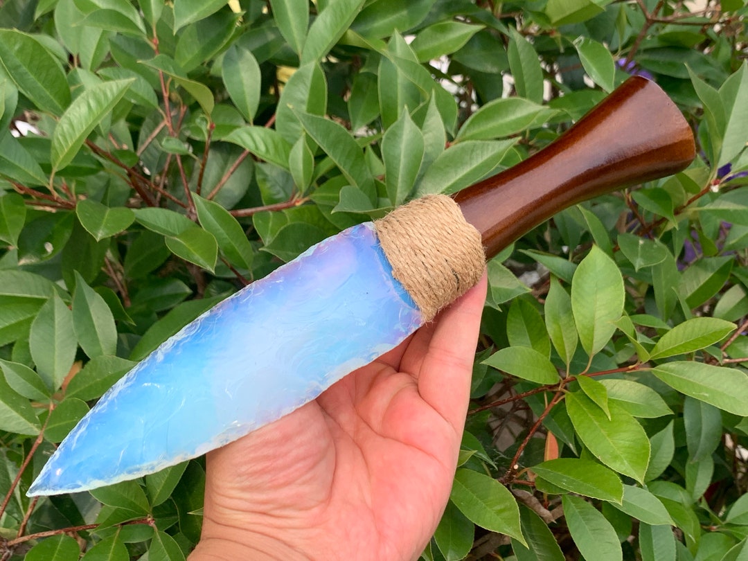Opalite Quartz Crystal Knife: Hand Carved Crystal Dagger, Home Decor - Etsy