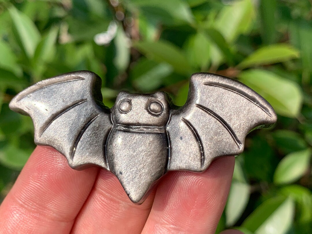 Silver Obsidian Quartz Crystal Bat: Hand Carved Home Decor - Etsy