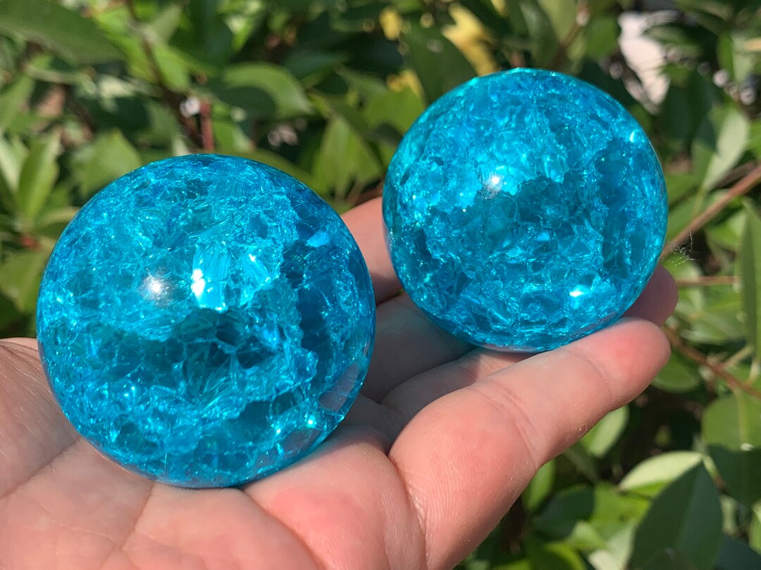 1.9''+ Magical Blue Aura Crackle Sphere,crystal Glass Ball,quartz ...