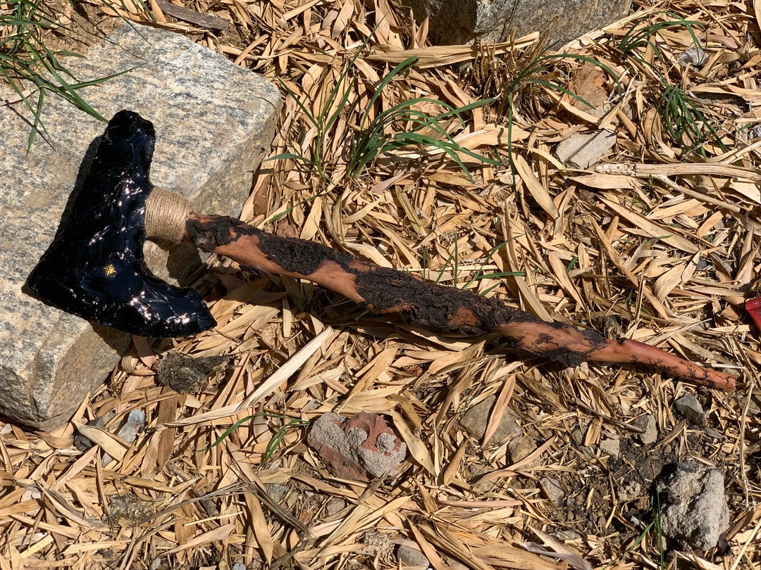 Natural Obsidian Crystal Axe: Hand Carved Home Decor (31 Inch) - Etsy