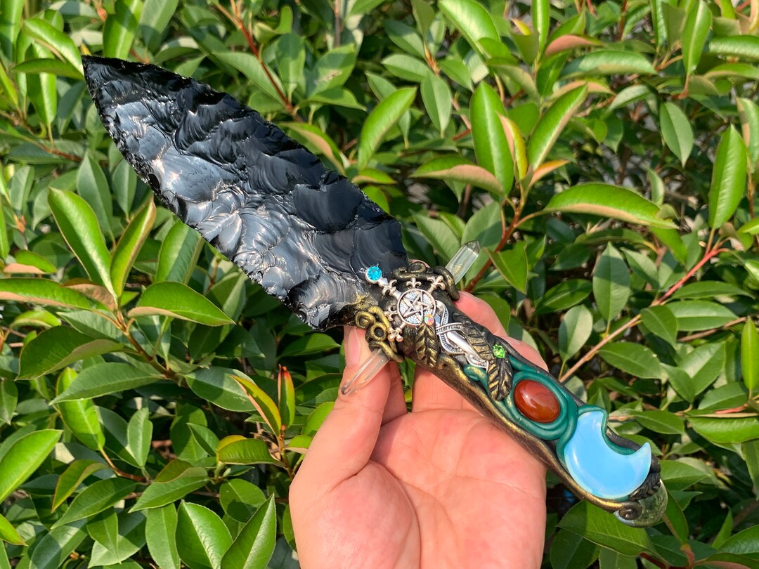 9.8''+ Natural Obsidian Quartz,quartz Crystal,hand Carved,crystal Knife ...