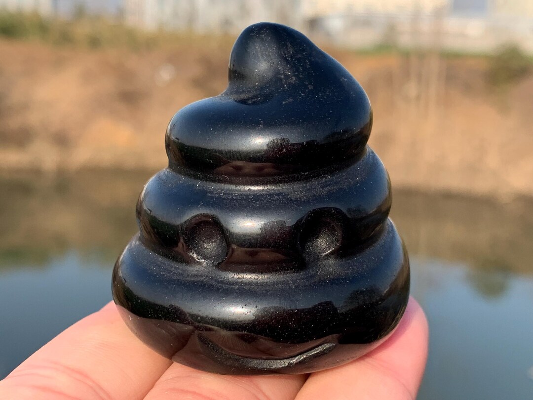 Hand Carved Obsidian Crystal Poop Figurine: Home Decor Gift - Etsy