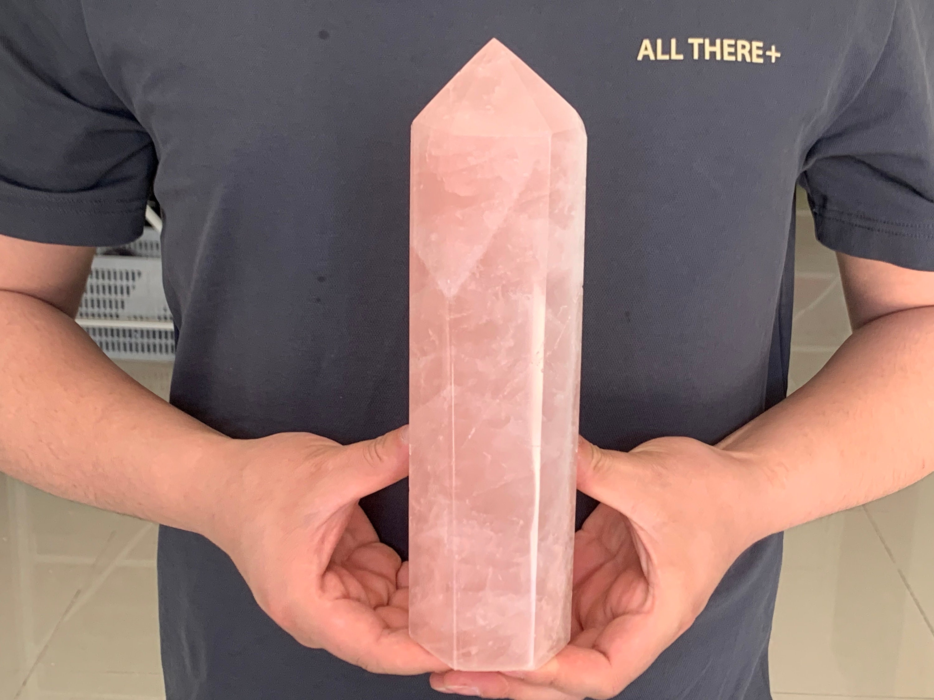 Natural Pink Rose Quartz Crystal Obelisk Crystal Tower Wand Point Reiki ...