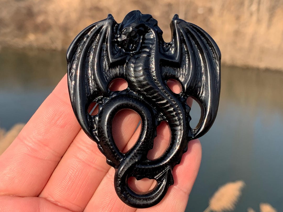 Obsidian Crystal Fly Dragon: Hand Carved Healing Stone Decor - Etsy