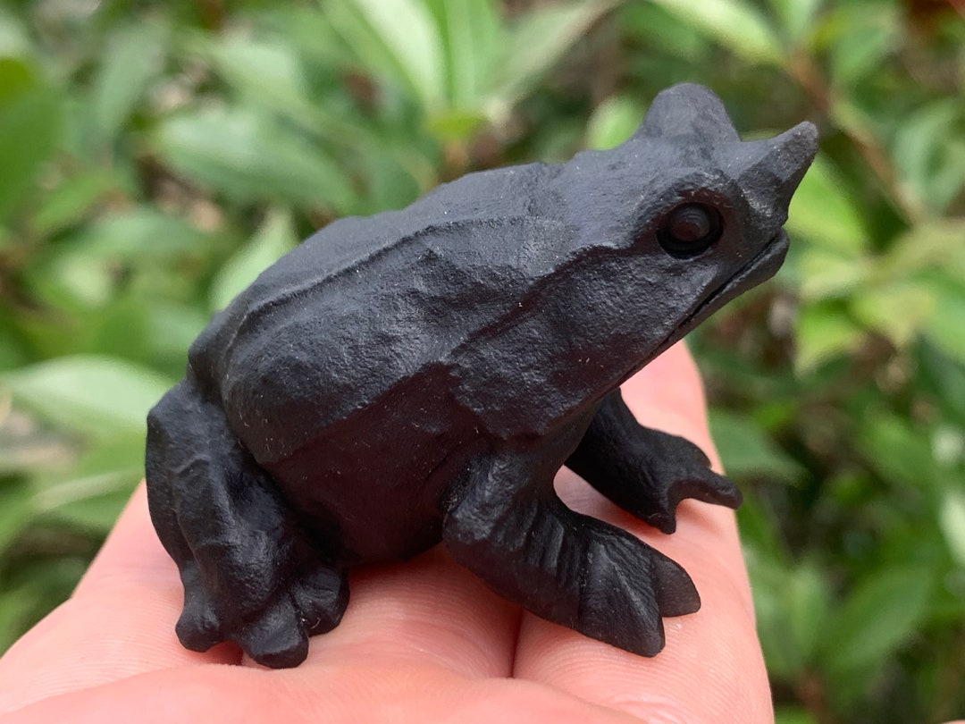 Obsidian Crystal Toad: Hand Carved Stone Animal Figurine - Etsy