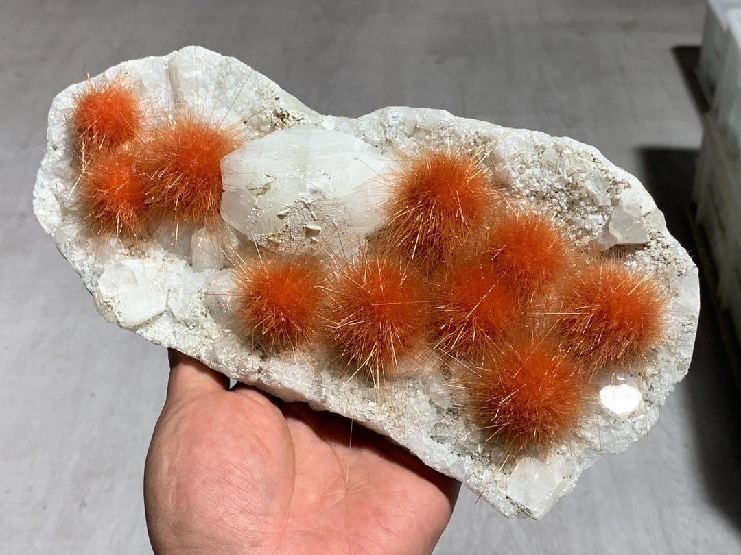 White Cluster Specimen Quartz,goethite,orange Copper Ore Stone,home ...