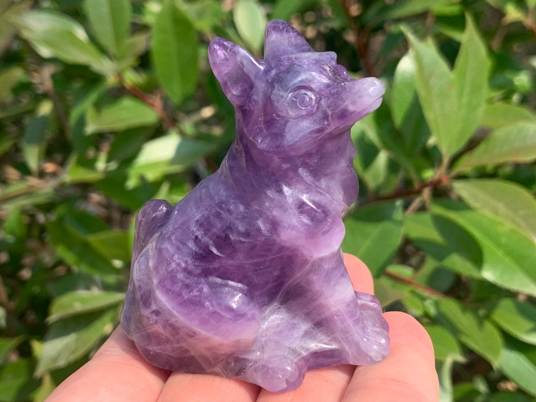 Amethyst Crystal Fox: Hand Carved Quartz Healing Stone - Etsy