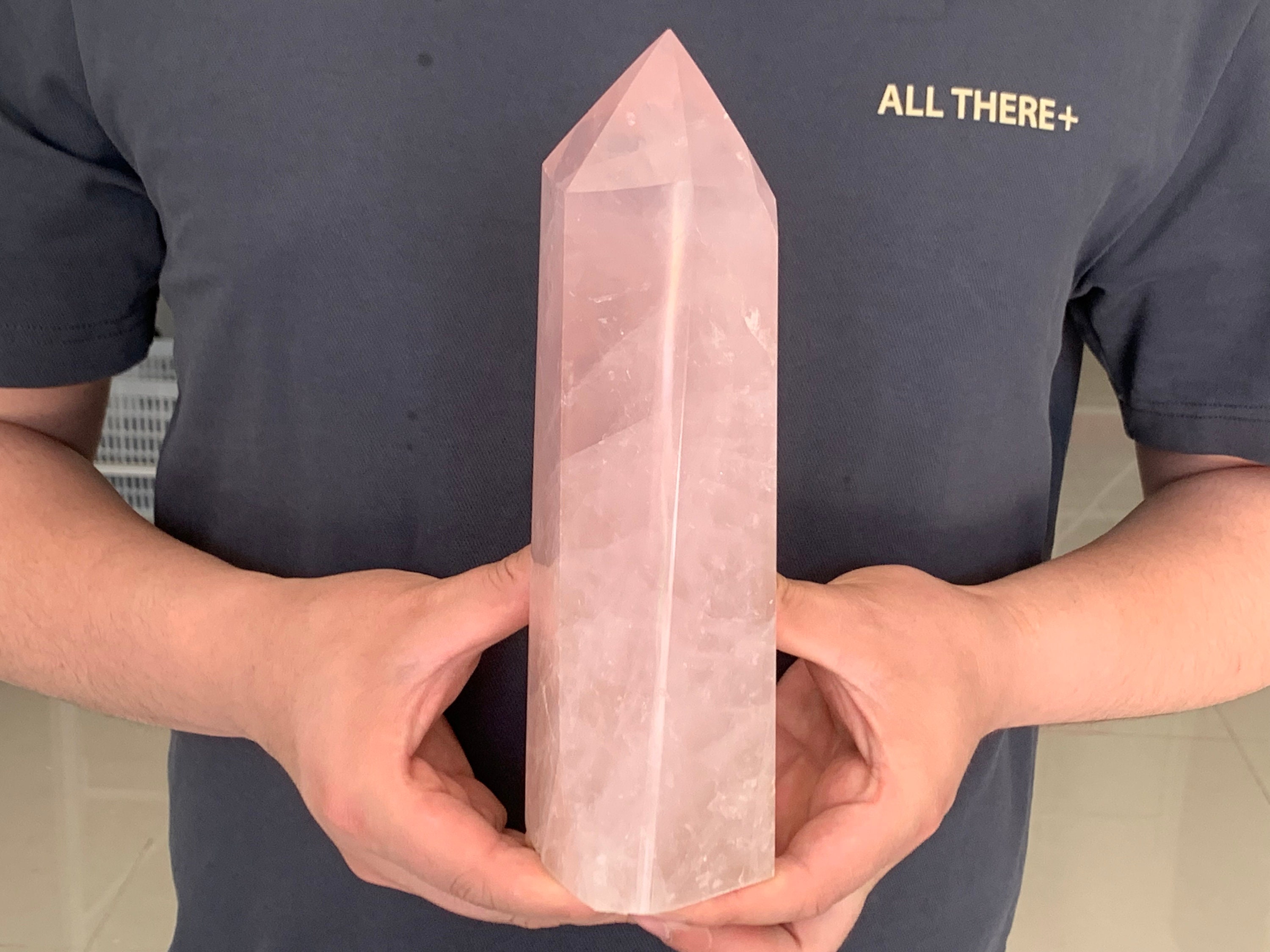 Natural Pink Rose Quartz Crystal Obelisk Crystal Tower Wand Point Reiki ...