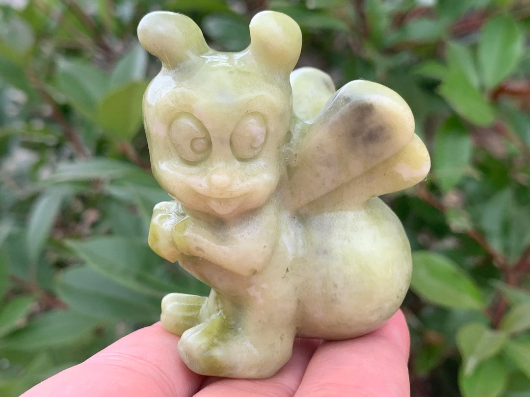 Green Jade Quartz Crystal Bee Carving: Healing Stone Gift - Etsy