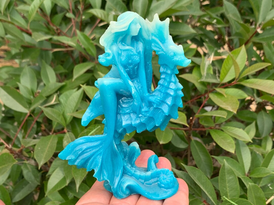 Blue Luminous Mermaid Figurine: Hand Carved Crystal Gift - Etsy