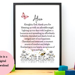 Personalized Wall Art Printables: Girls Prayers for 'A' Names, Special ...
